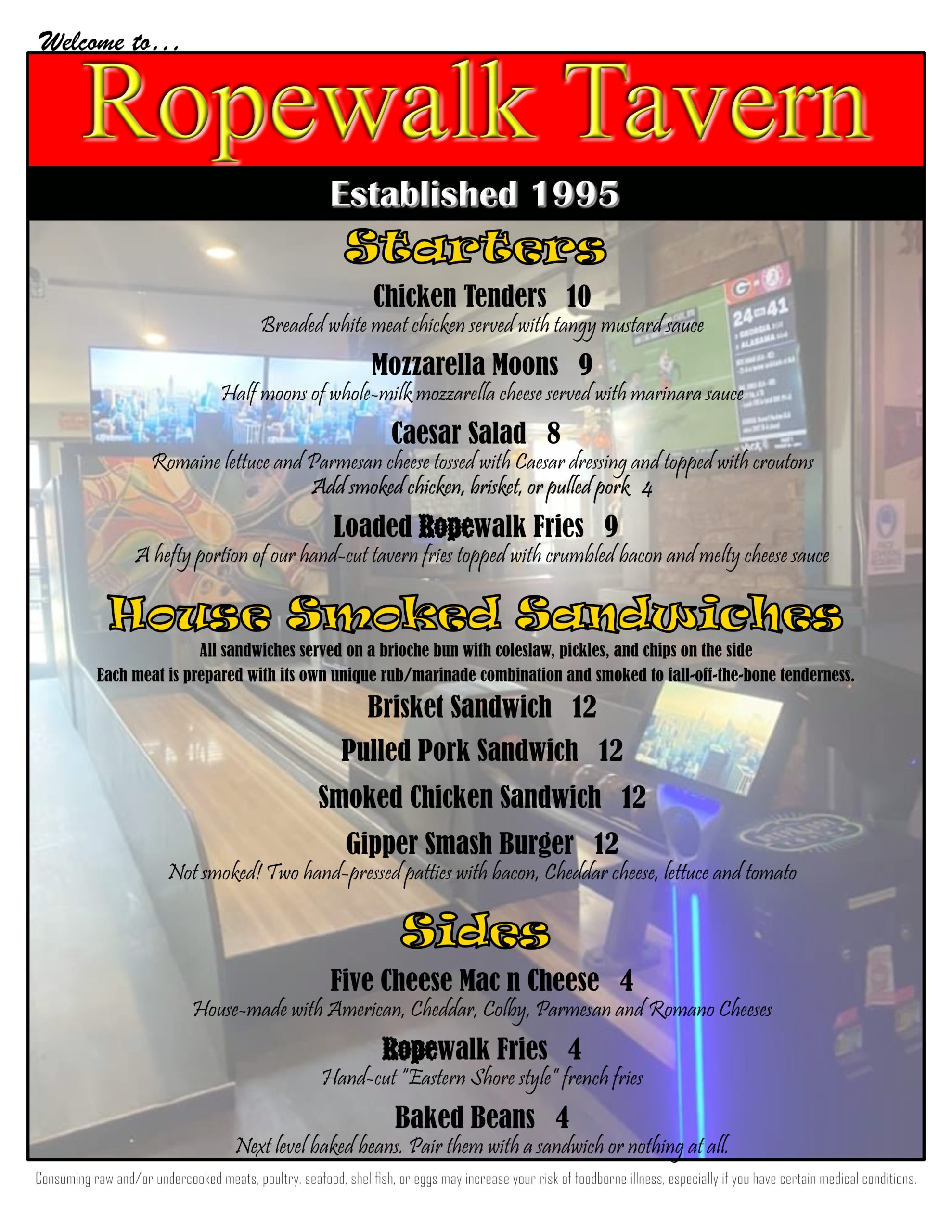 Menu | Federal Hill Restaurant & Tavern Ropewalk Baltimore